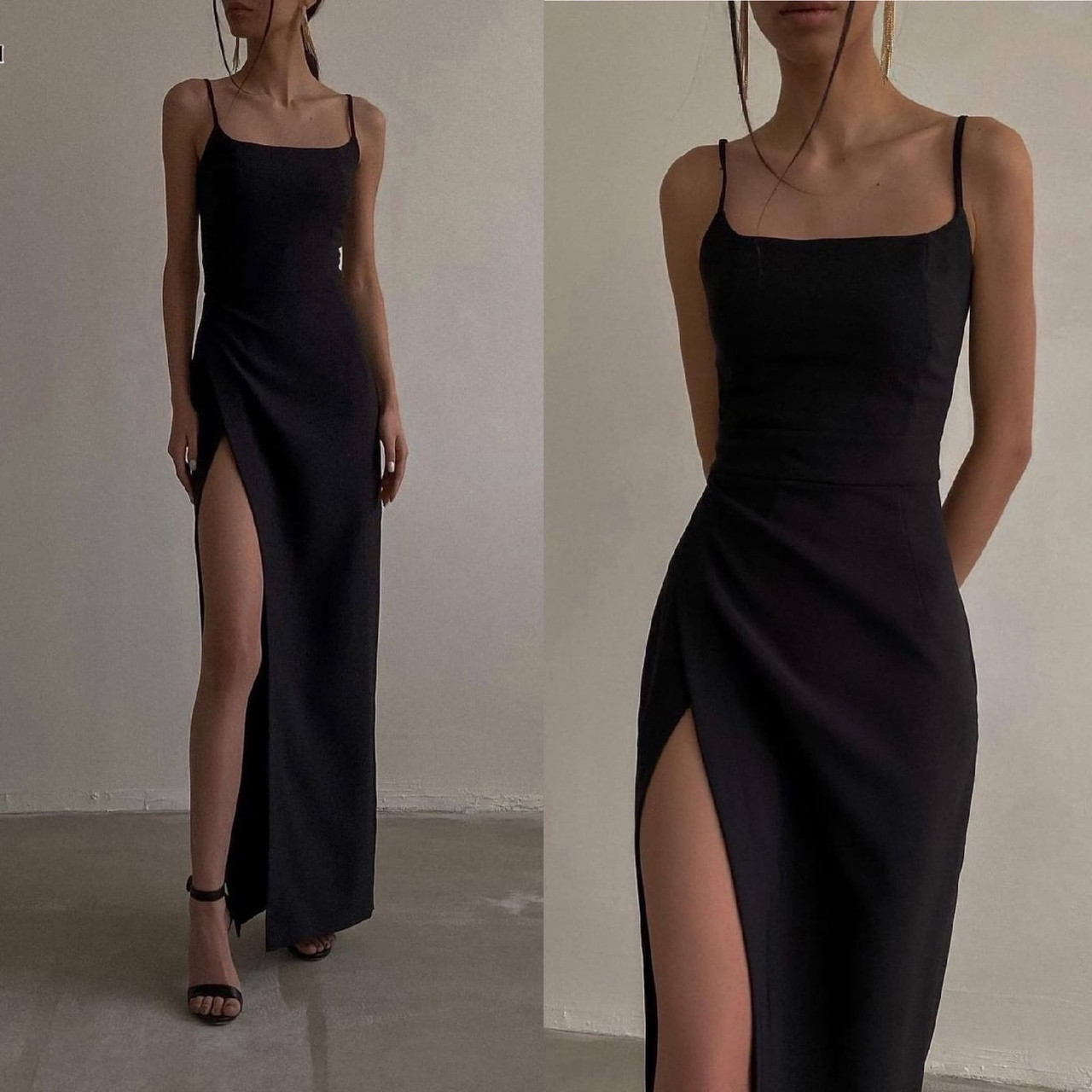 Гарне Вечірнє Плаття в Підлогу З Тонкими Бретелями І Вирізом 40 — Купити Недорого на Bigl Ua