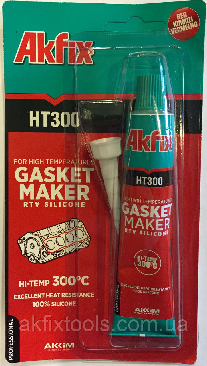 Купить Термостойкий силиконовый герметик Akfix HT300 50 гр красный в ...