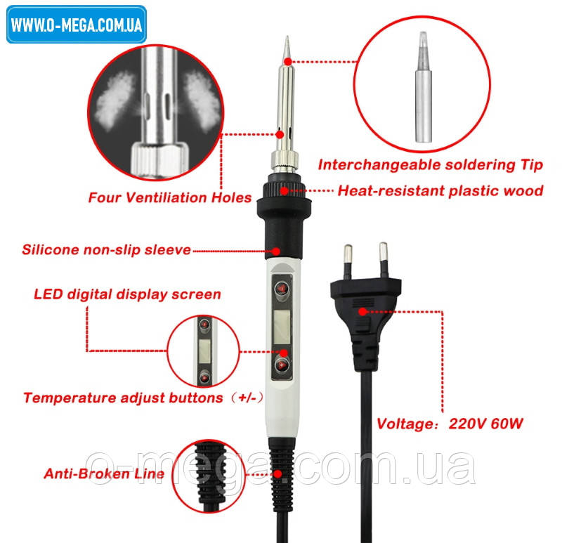 Паяльник JAC TOOL ZG-918 с регулятором температуры и LCD дисплеем 180 ...