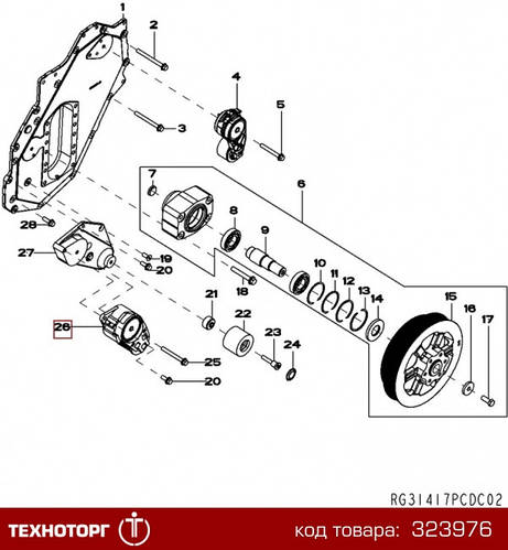 Натяжитель ремня привода вентилятора (3104029/89468/APV3095/RE170083 ...