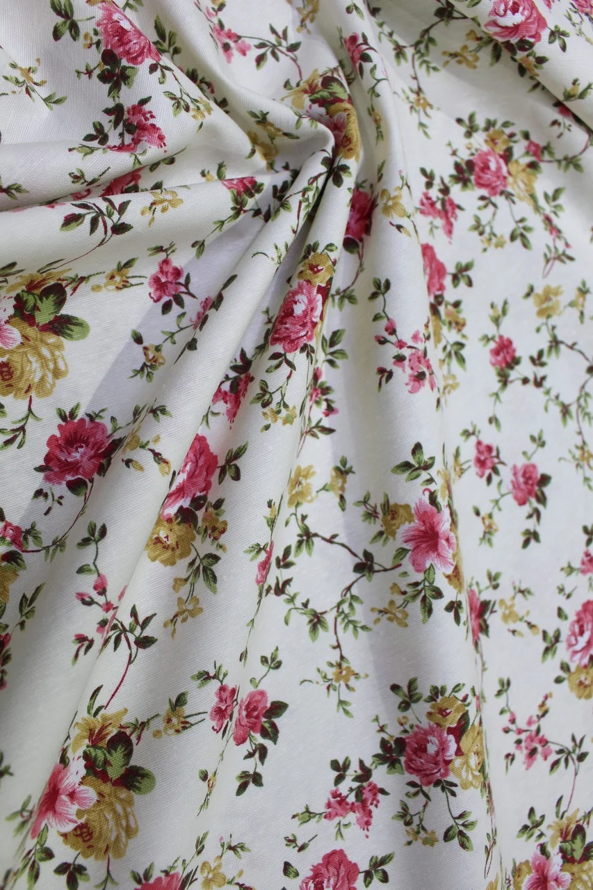 Ткань для Штор в Спальную, Детскую, Прованс с Розовыми Розами с ...