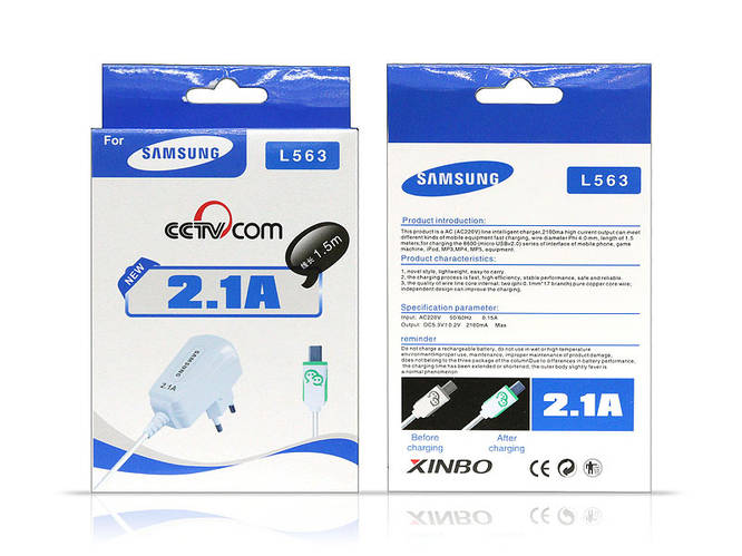 Купить Зарядное устройство 220В 2.1А micro USB Samsung L563 400шт 9624 ...