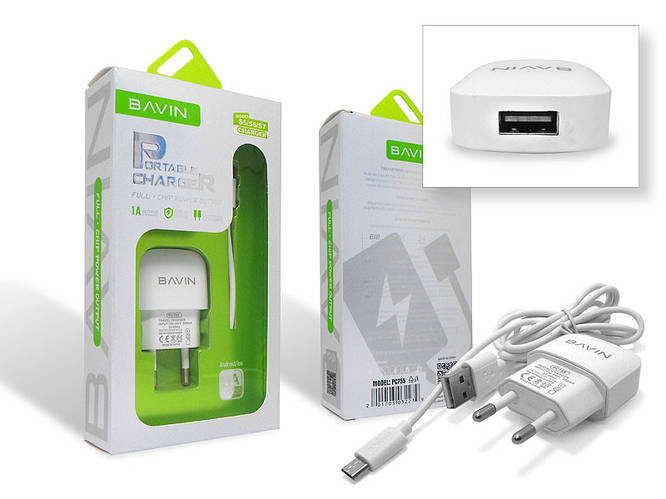Зарядний пристрій 220В з USB-кабелем - micro USB BAVIN 100шт PC755Y-V8, ціна 82.95 грн — Prom.ua ...