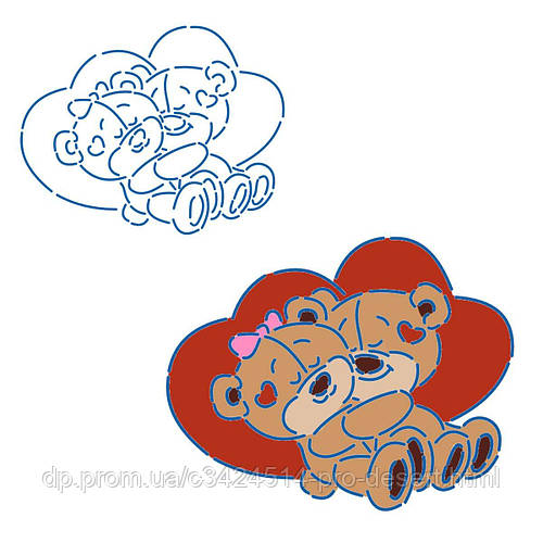 Купить Трафарет Влюбленая пара мишек 9*11 см (TR-2), цена 40 ₴ — Prom ...
