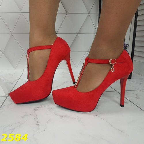 Купити Жіночі туфлі з ремінцем на шпильці червоні класичні, ціна 510 ...