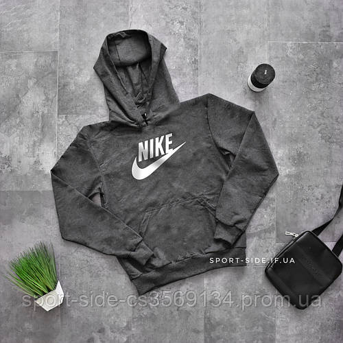 Купить Мужская толстовка Nike (Найк) темно серая (большая эмблема ...