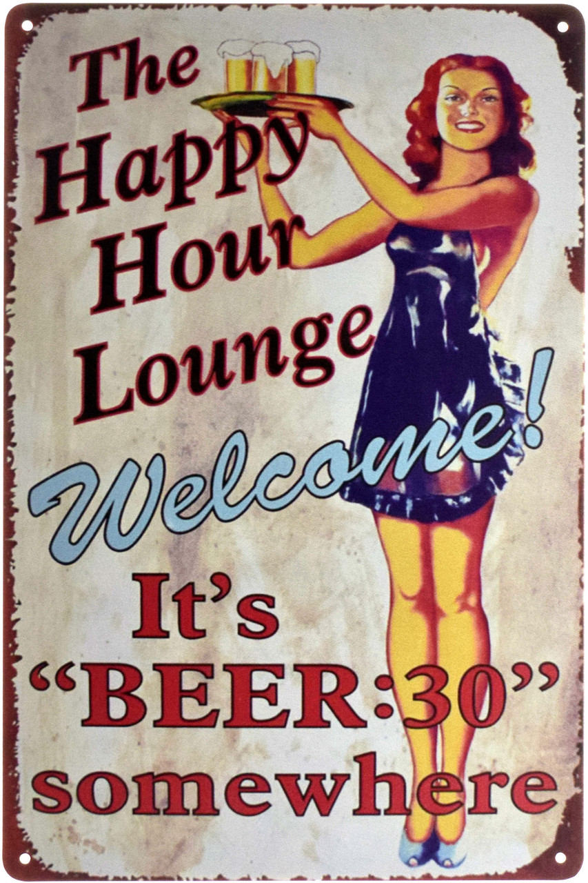 Металева табличка / постер "Ласкаво Просимо! / Welcome! The Happy Hour ...