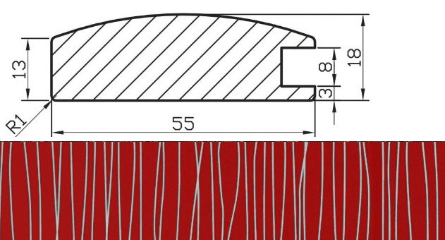 ПРОФІЛЬ МДФ AGT 1003.630 ЧЕРВОНИЙ ДОЩ ГЛЯНЕЦЬ, ціна 515 ₴: купити на ...