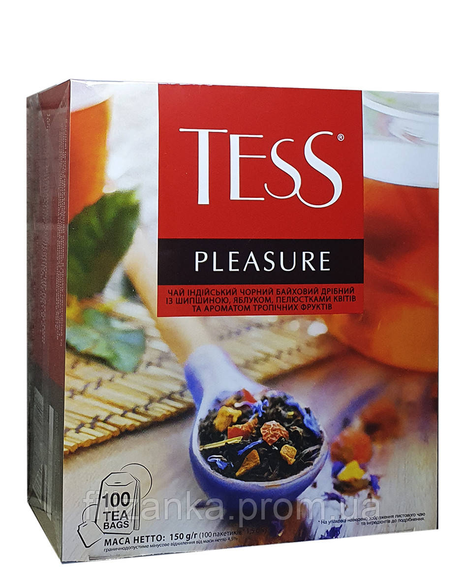 Купити Чай Tess Pleasure чорний з шипшиною яблуком і пелюстками квітів