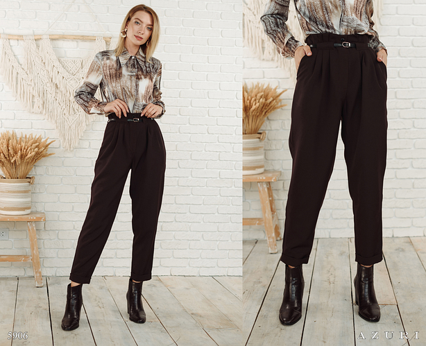 Купить Брюки с завышенной талией коричневые, цена 511 грн — Prom.ua (ID ...