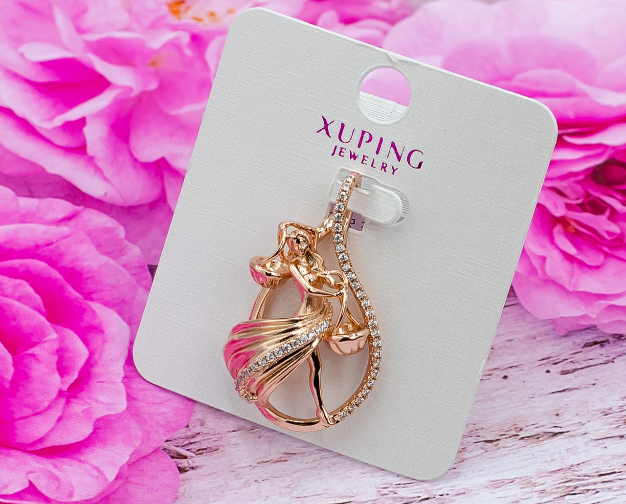 Кулон Знак Зодиака Весы Xuping с Белыми Фианитами - Позолота РО ...