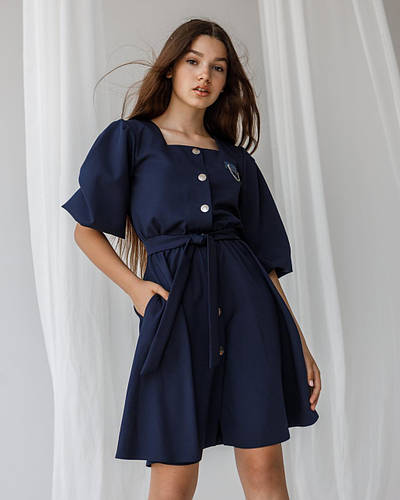 Купить Школьное платье для девочки подростка с коротким рукавом р.140 ...