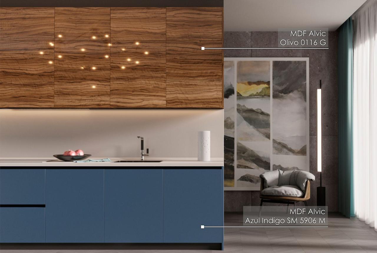 Фасад для мебели МДФ Alvic 18мм Zenit Supermatt Azul Indigo SM 5906 M ...