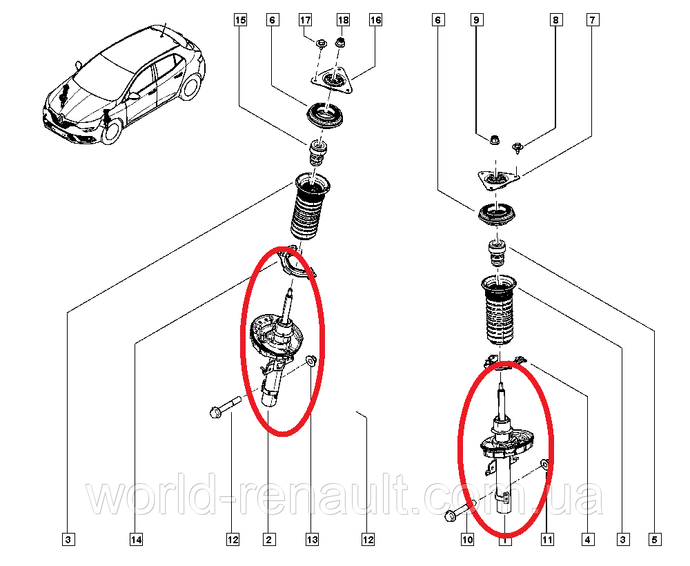 Renault (Original) 543025418R - Передний амортизатор Renault Megane 4 с ...