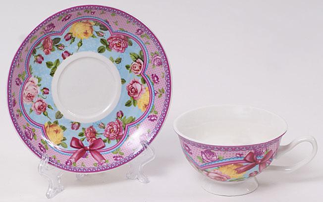 Кавовий Сервіз 12 Предметів на 6 Персон Bona Di «Літній Луг 130 180 Мл Фарфоровий Фіолетовий