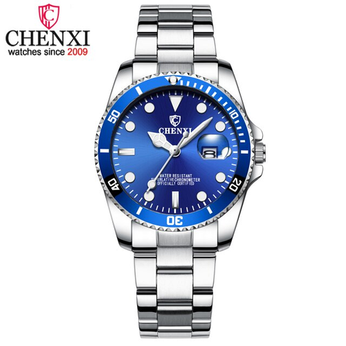 Купить Часы женские наручные из нержавеющей стали водонепроницаемые Chenxi CX-085A Синий-Серебро ...