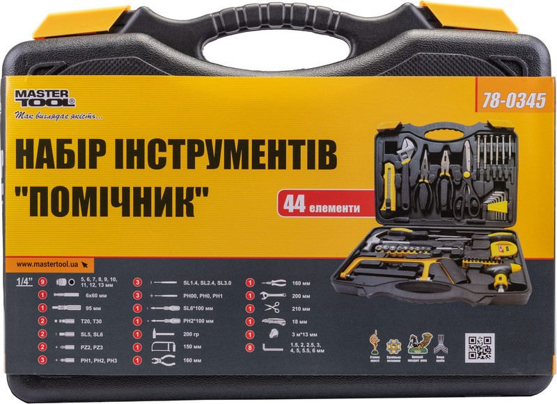 Купити Набір інструменту "Помічник" 44 елемента MASTERTOOL 78-0345, ціна 1108.38 ₴ - Prom.ua (ID ...