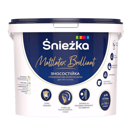 Купить Фарба Sniezka ВЕ Mattlatex Brilliant 6,8кг(5л), цена 874 ...