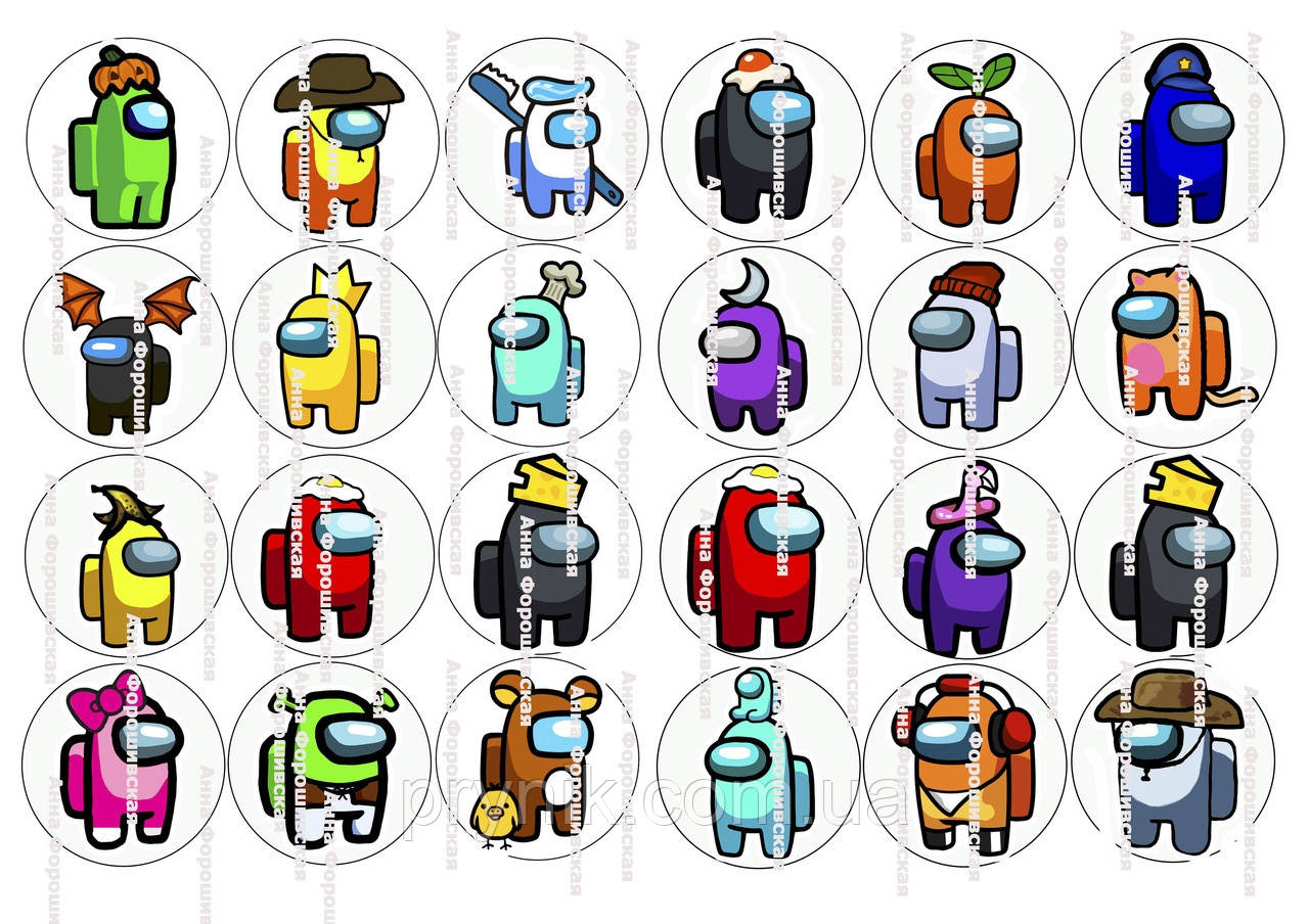 №19 Сахарная картинка амонг ас на пряники топперы кексы торт пищевая ...