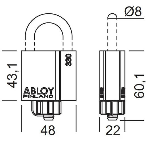 Купить Навесной замок ABLOY PLM330 SENTRY BA66EE 2KEY 25 мм 8 мм хром ...