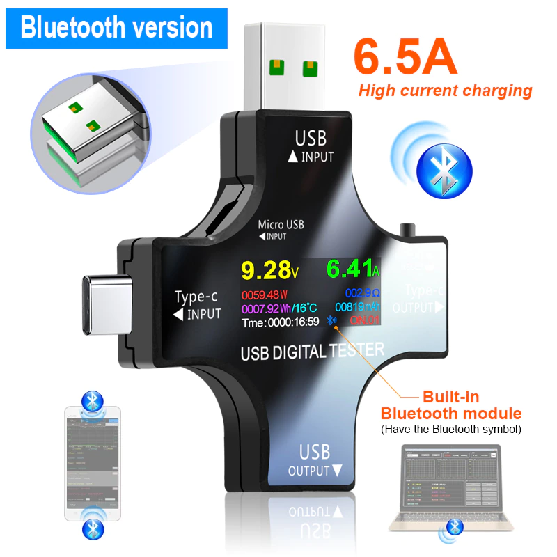 Bluetooth цифровой тестер многофункциональный USB 3.1 Type-C PD Atorch ...