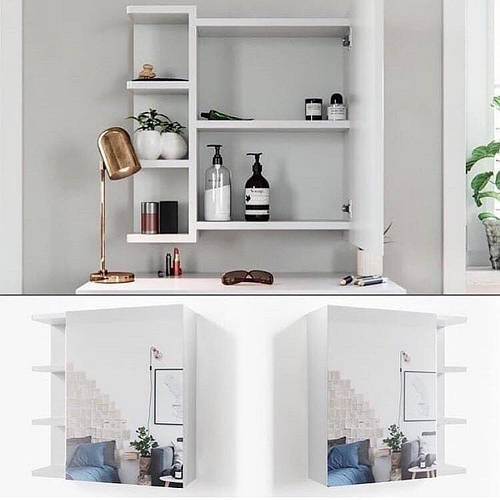 Полиця навісна з дзеркалом шафка у ванну вологостійка ДСП дзеркало Id 1469866523 ціна