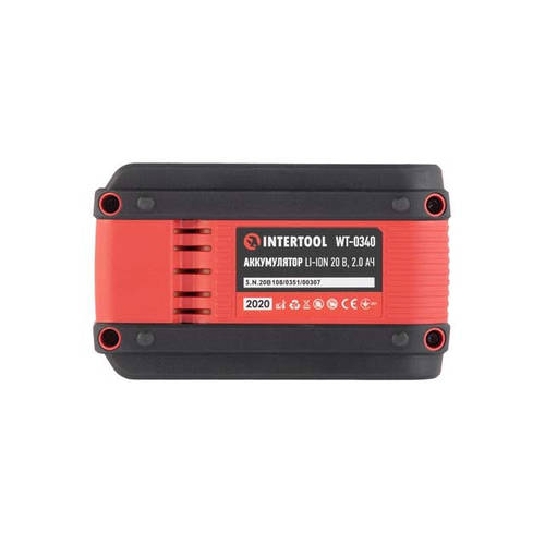 Купить Аккумулятор 20 В, литий-ион, 2.0 Ач, индикатор уровня заряда INTERTOOL WT-0340, цена 815 ...