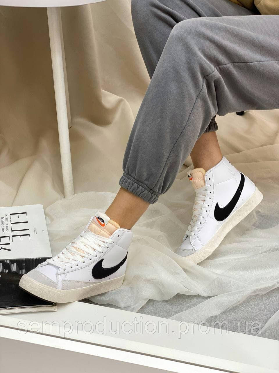 Женские мужские кроссовки Nike Blazer Mid Vintage '77 White / Найк ...