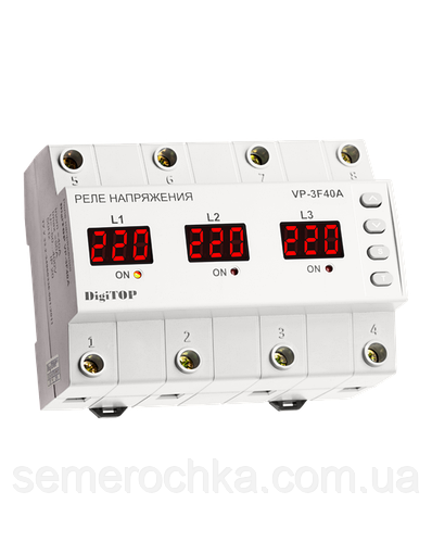 Реле напруги DigiTOP VP-3F40A трифазне, реле контролю та захисту від ...