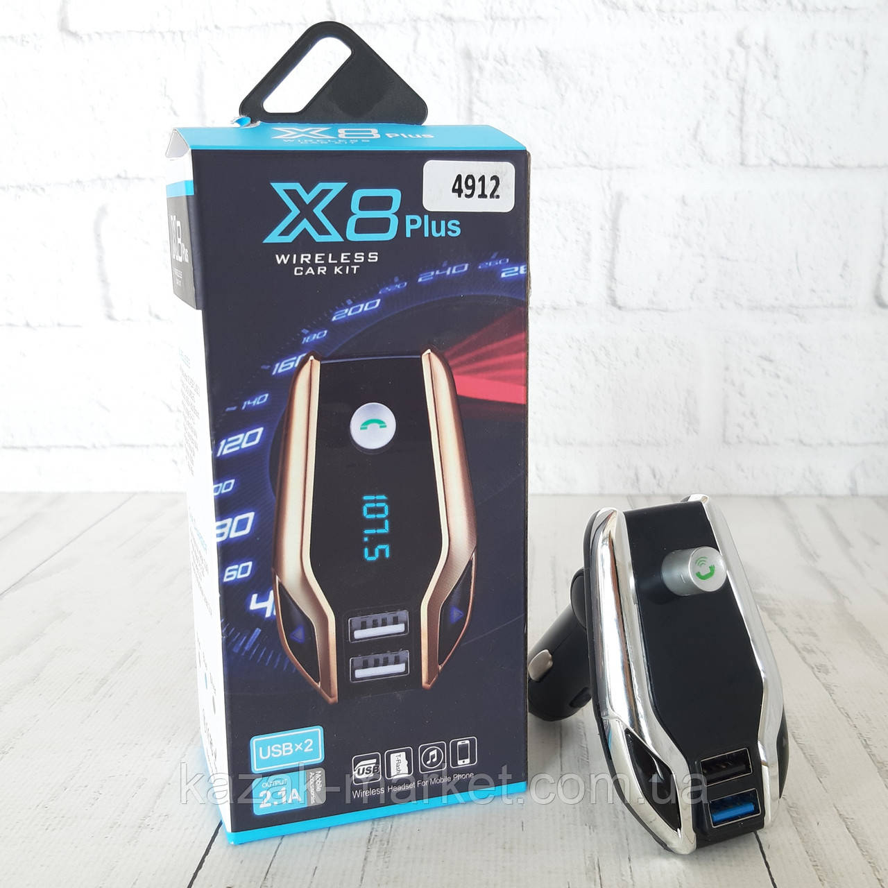 FM-трансмітер для Авто X8 PLUS Bluetooth Фм Модулятор з LED Дисплеєм Авто Передавач від ...