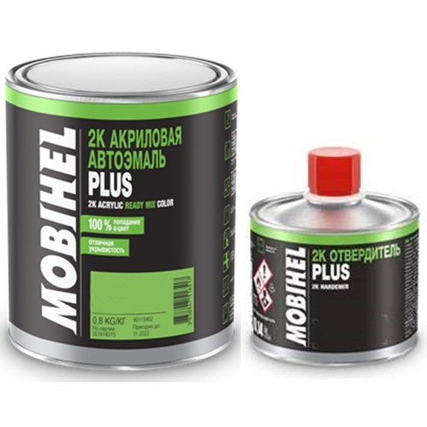 Авто фарба акрилова 6:1 Mobihel (Мобихел) 202 Сніжно-Біла 2K PLUS 0,8 ...