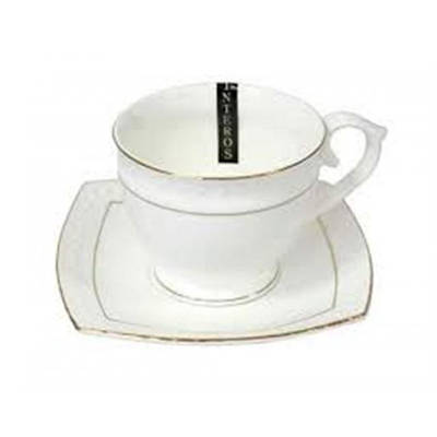 507009-A Чашка чайна квадратна фарфор.240мл з блюдцем в запайці Сніжна ...