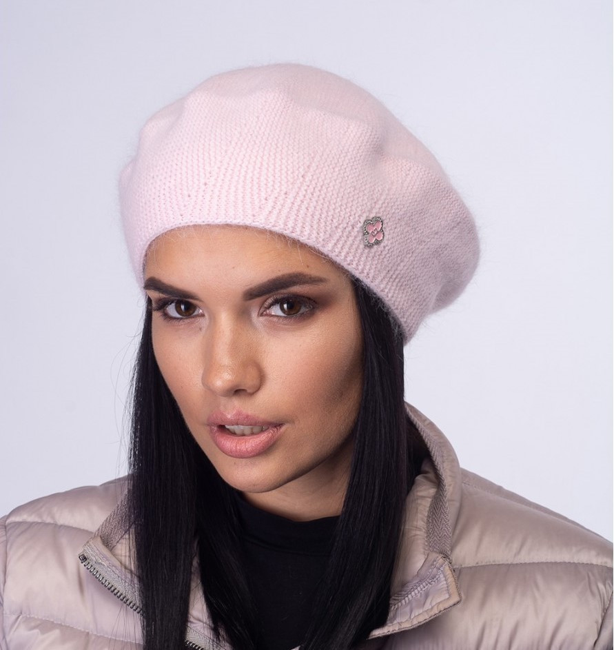 Купить Берет вязаный женский "Романтик" бледно - розовый 907094 - 3 ...
