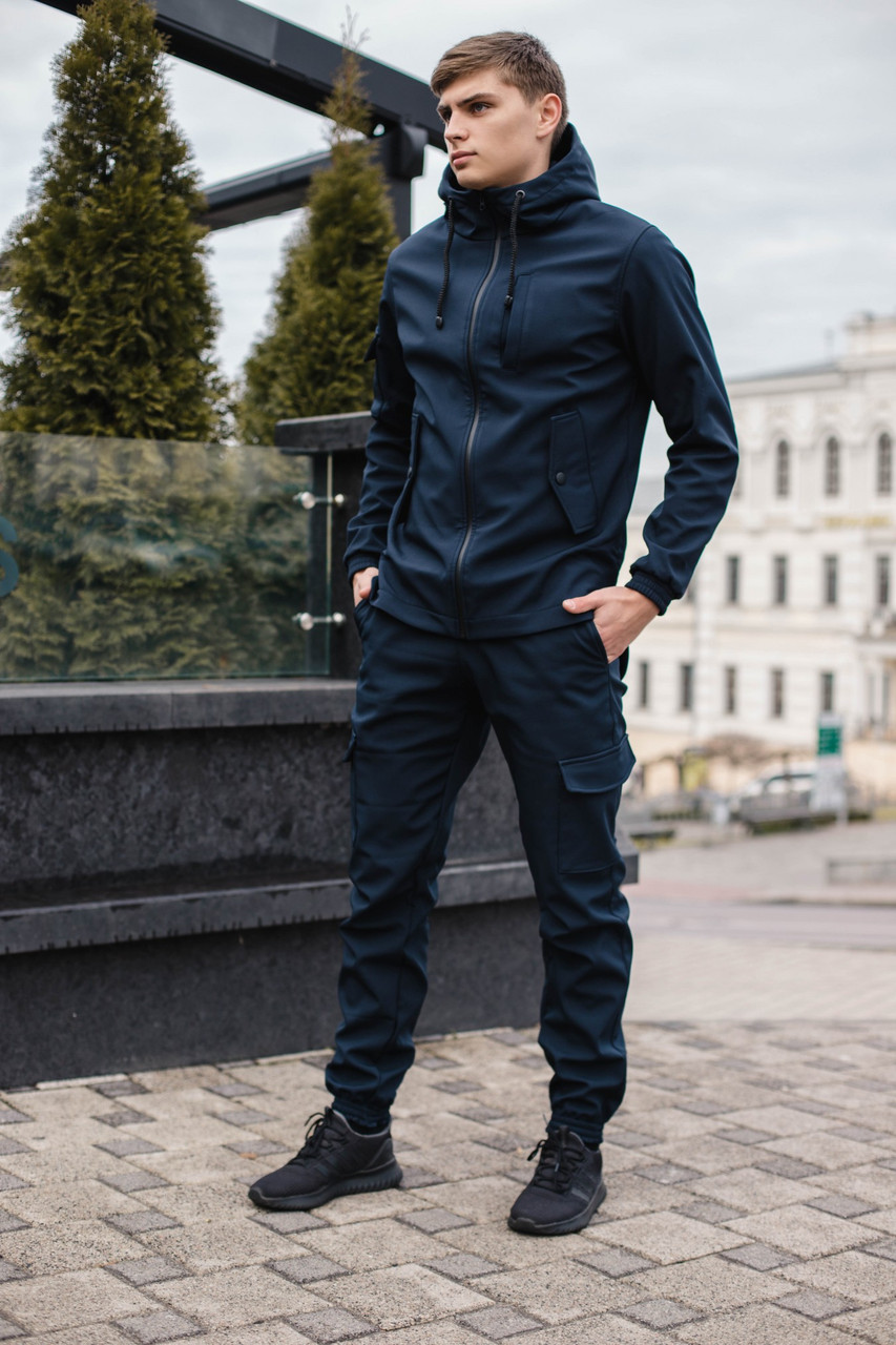 Купить Костюм мужской Softshell качественный синий теплый на флисе ...