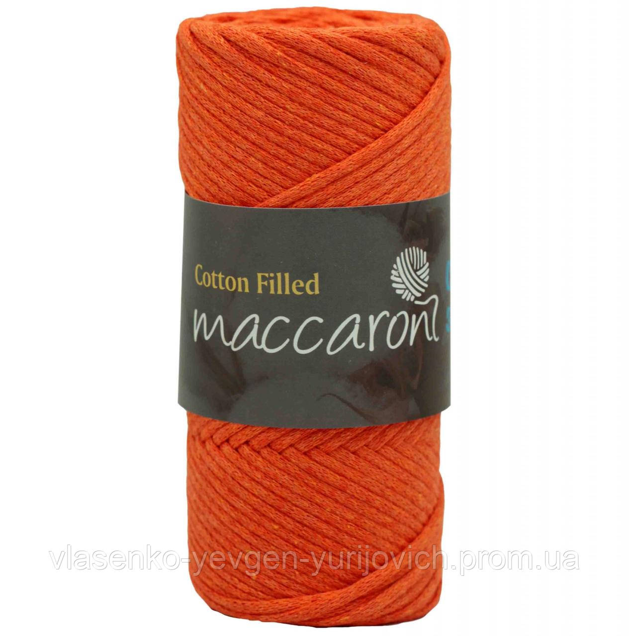 Бавовняний шнур Cotton Filled Maccaroni із осердям 3 mm, жовтогарячий ...