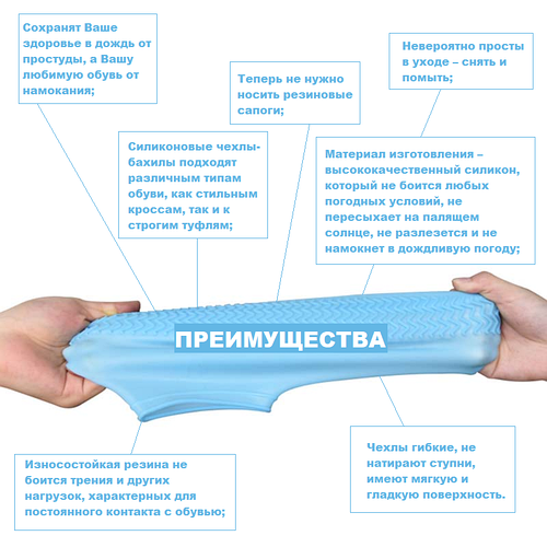 Купить Водонепроницаемые силиконовые многоразовые бахилы (чехлы) для ...