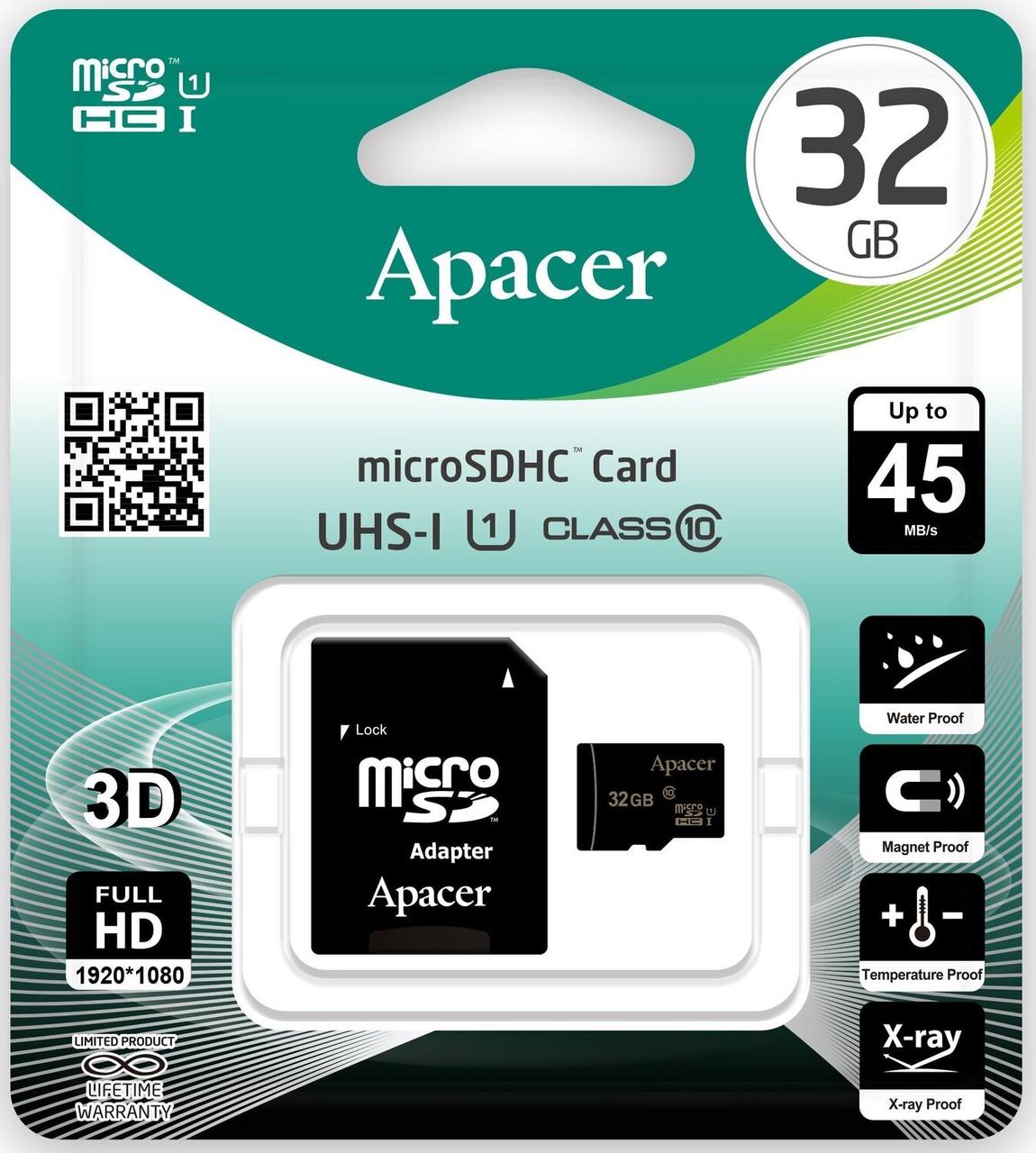 Карта пам'яті 32 Gb microSD Apacer UHS-I Class 10 (AP32GMCSH10U1-R) (ID ...