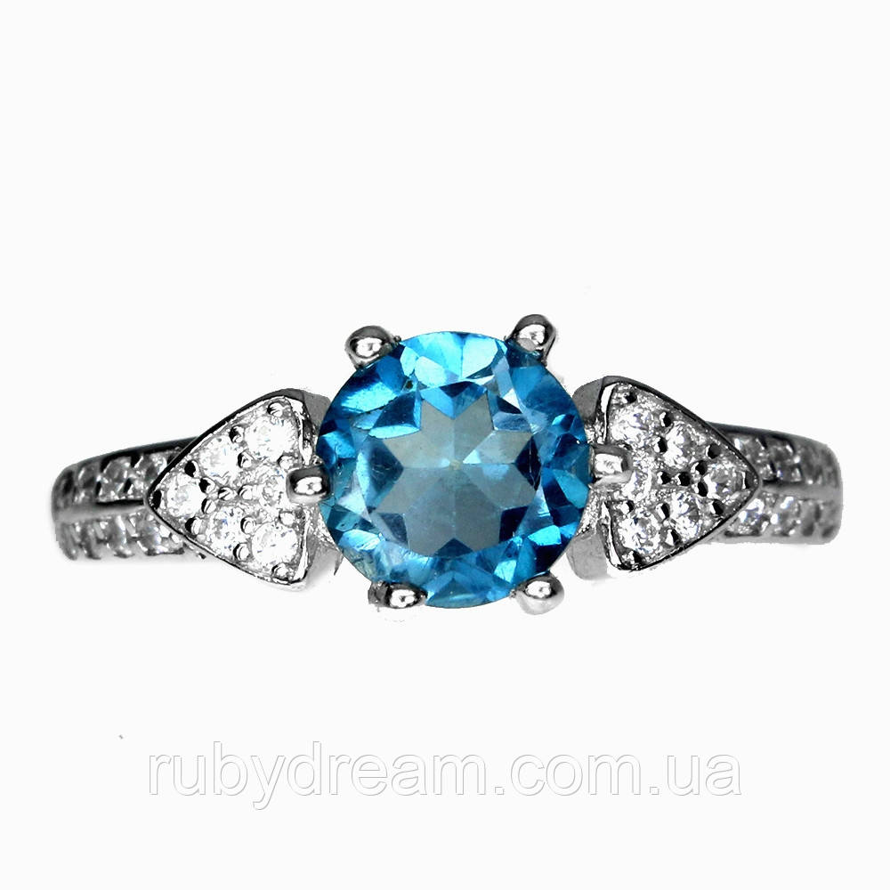 Срібне Кільце з Лондонським Топазом (LONDON BLUE) І Фіанітами — у ...