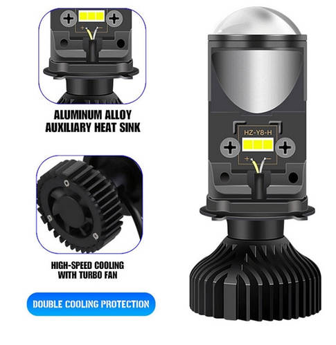 Світлодіодні Led Лампи Y6 H4 mini led lens Y6D Bi-Led H4 15000 Lm 6000 ...