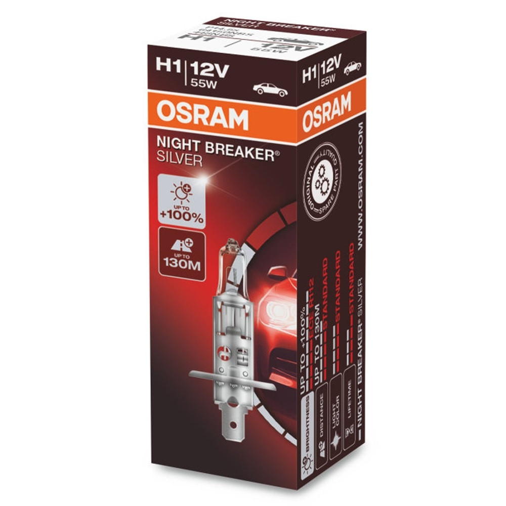 Галогенная лампа Osram Night Breaker Silver H1 12V 55W 64150NBS, цена ...