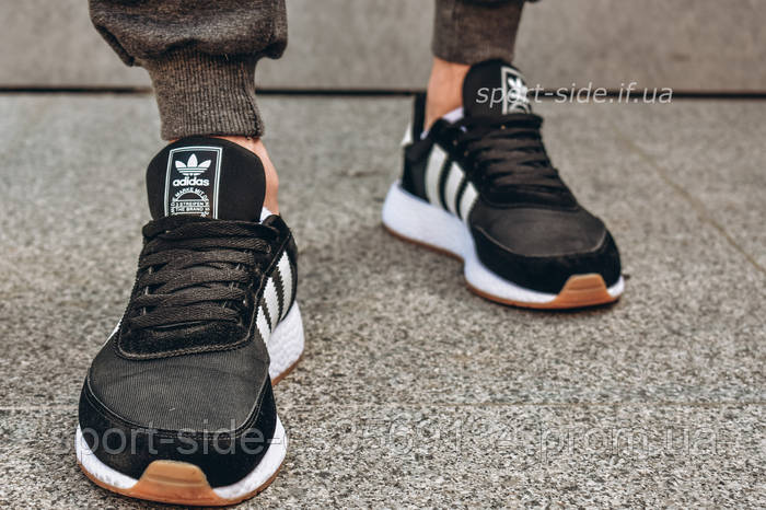 Мужские кроссовки Adidas Iniki Runner Boost Black&White (Адидас Иники ...