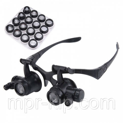 Лупа-очки бинокулярные 9892G8KX (2.5x/4x/6x/8x/10x/15x/20x/25x) c LED ...