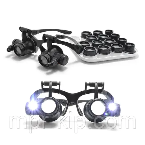 Лупа-очки бинокулярные 9892G8KX (2.5x/4x/6x/8x/10x/15x/20x/25x) c LED ...