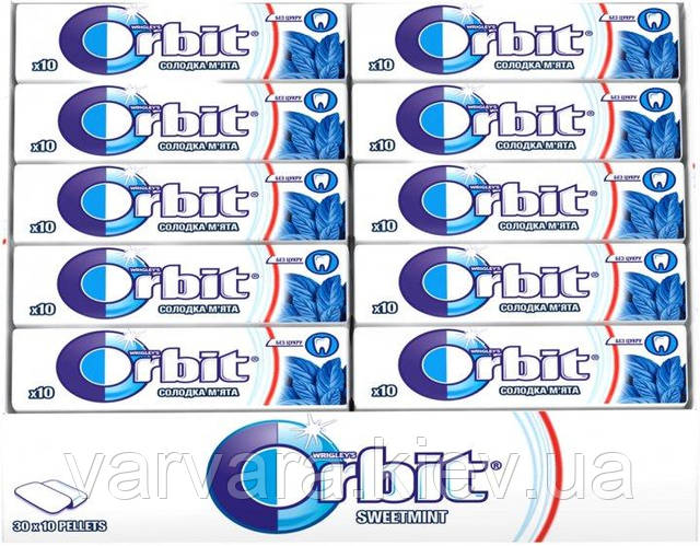 Купить Жевательная резинка Орбит Сладкая Мята Orbit Солодка м'ята, 20* ...