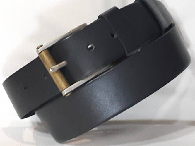 Ремень джинсовый класса унисекс чёрный широкий (45 мм) с классической ...