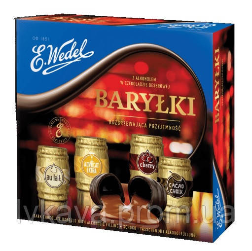 Цукерки праліне асорті Barylki E.Wedel з алкогольною начинкою, 200 г ...