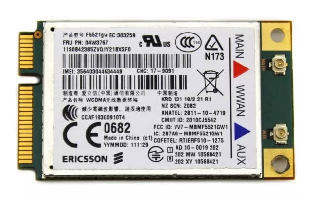 3G модем Ericsson F5521gw для ноутбука Lenovo T420 T520, T510, L420 ...