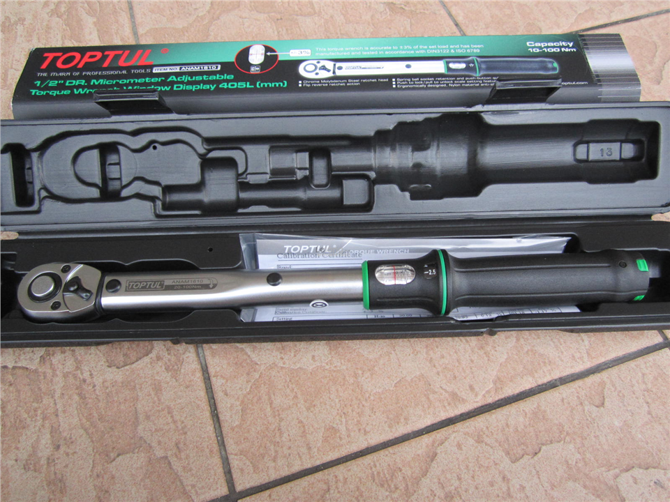 Ключ динамометричний моментний TOPTUL 1/2" х405м 20-100Нм ANAM1610 ...