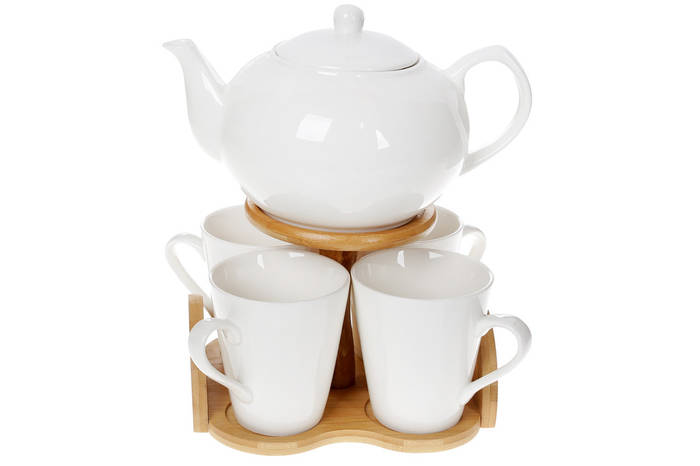 Купить Чайный фарфоровый набор Naturel: заварочный чайник (1200мл) и 4 ...