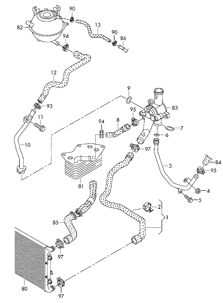 Купить Трубка системы охлаждения Volkswagen Passat B7 2.5 USA CBUA 2011 ...